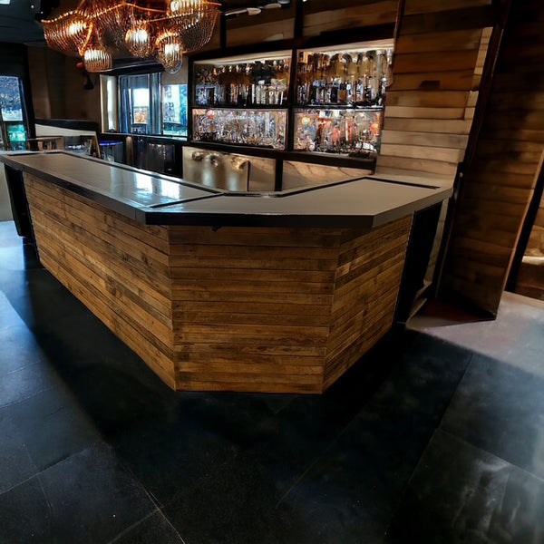 L-Shaped Diagonal Bar | Corner Bar Furniture – Red Cloak Wood Designs Inc